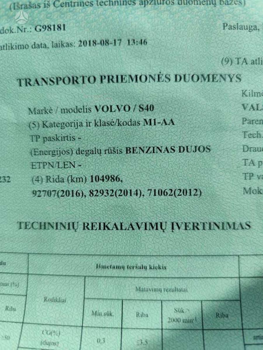 Серый Вольво С40 2008 в Каунас, объемом двигателя 2.40 л и пробегом 256 тыс. км за 1500 €, фото 16 на AUTOMOTO.COM.LV
