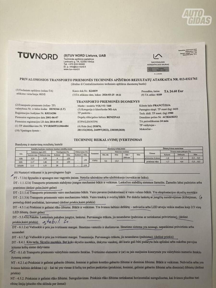 Черный Вольво С60 2001 в Вильнюс, объемом двигателя 2.40 л и пробегом 293 тыс. км за 790 €, фото 34 на AUTOMOTO.COM.LV