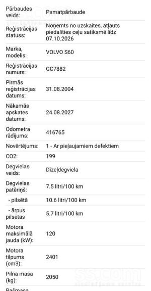 Melns Volvo S60 2004 Rīga, ar dzinēja tilpumu 2.40 L un nobraukumu 424 tūkst. km par 1150 €, foto 7 vietnē AUTOMOTO.COM.LV