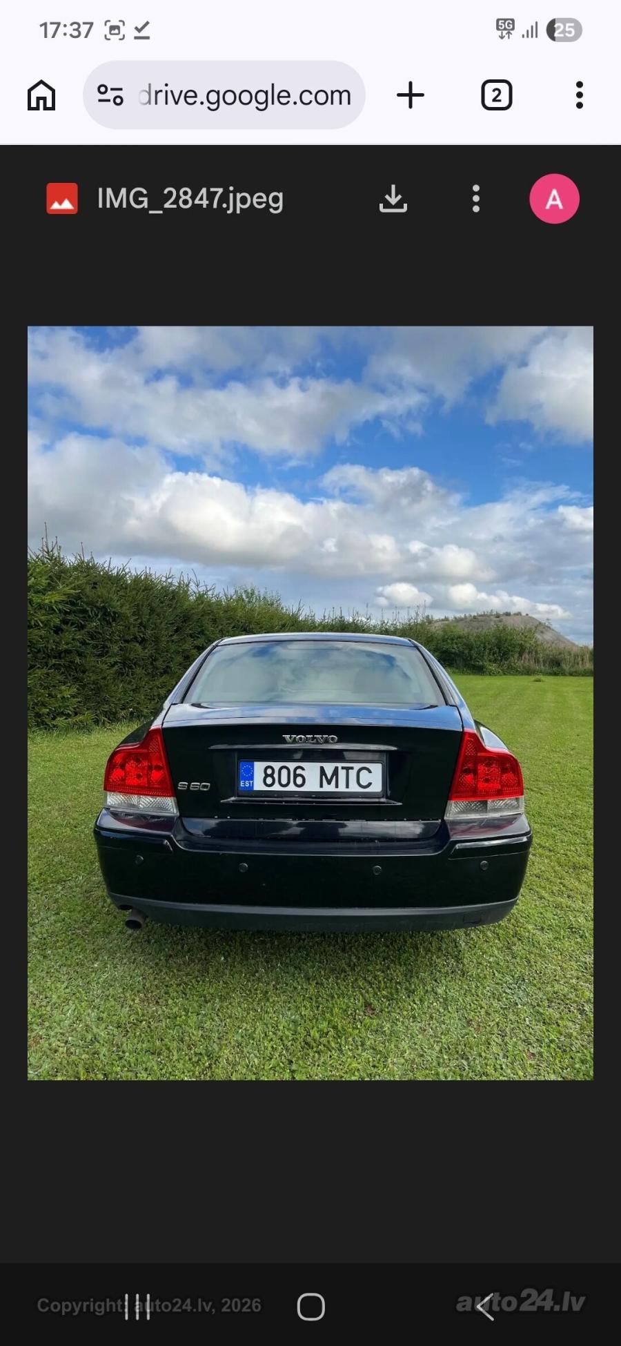 Black Volvo S60 2007 in Tallinn, with an engine capacity of 2.40 L and mileage of 290 thousand km for 4900 €, photo 5 on AUTOMOTO.COM.LV