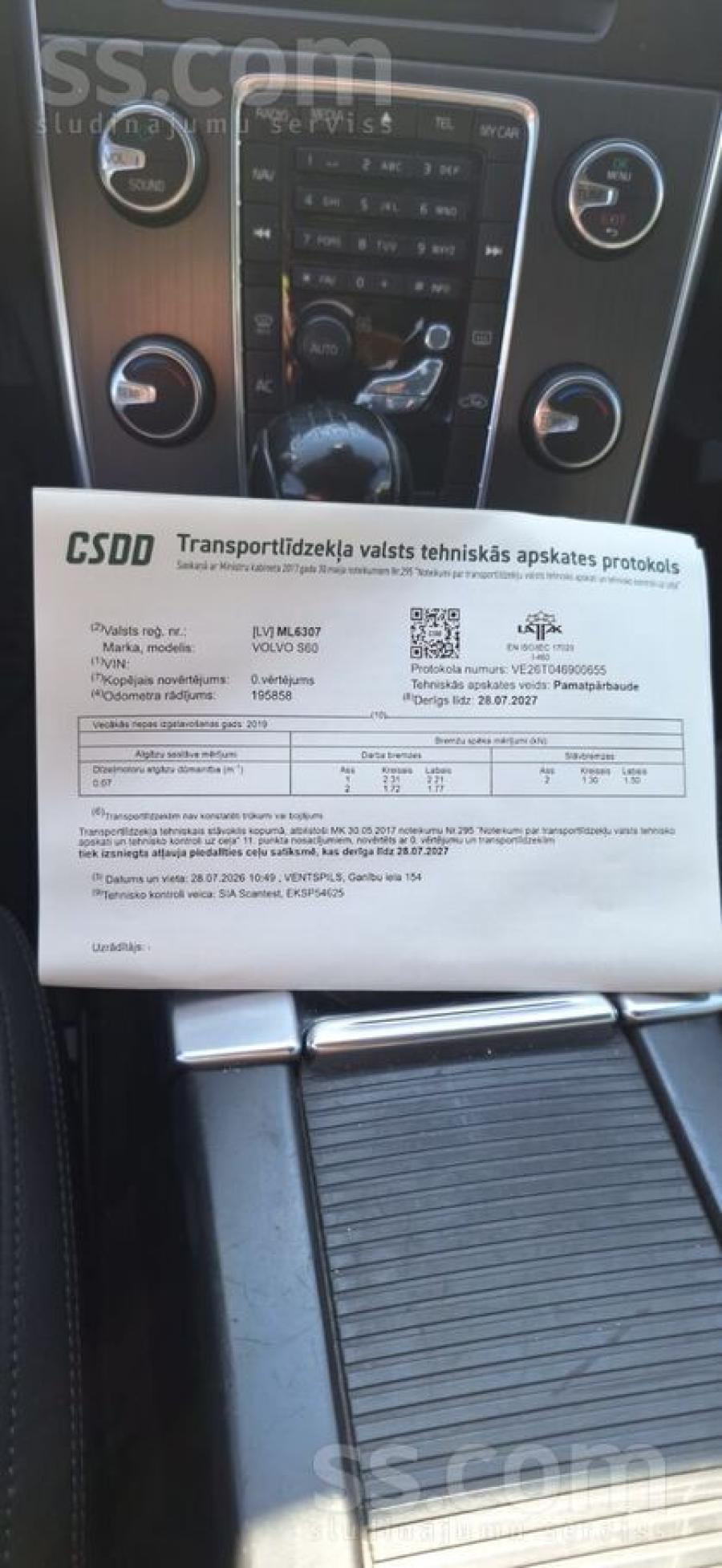 Black Volvo S60 2010 in Ventspils, with an engine capacity of 2.00 L and mileage of 196 thousand km for 5200 €, photo 8 on AUTOMOTO.COM.LV