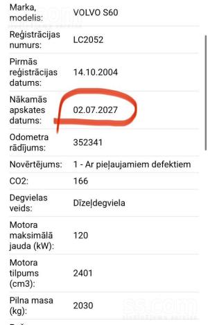 Серый Вольво С60 2004 в Елгава, объемом двигателя 2.40 л и пробегом 352 тыс. км за 1950 €, фото 16 на AUTOMOTO.COM.LV
