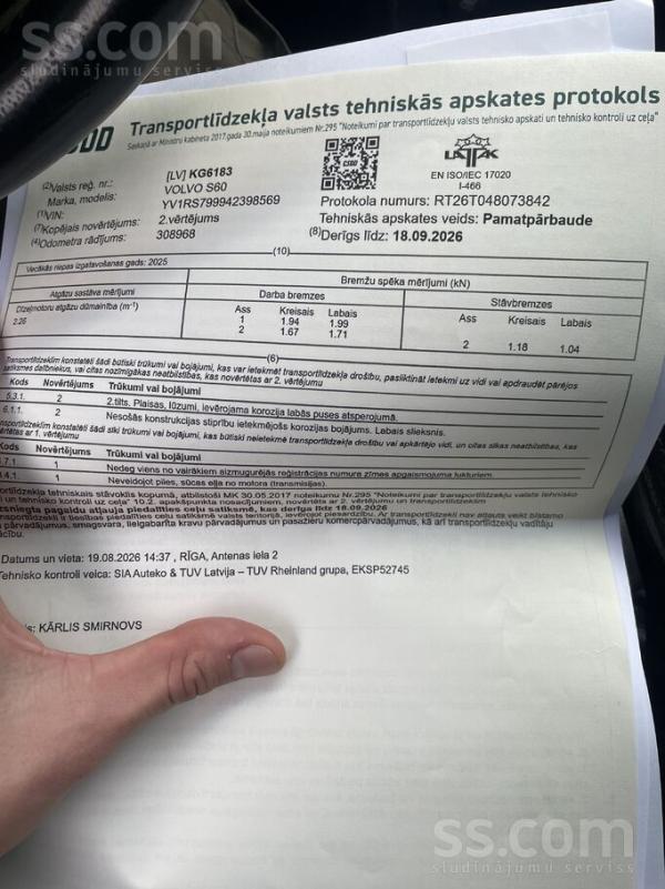 Volvo S60 2004 Rīga, ar dzinēja tilpumu 2.40 L un nobraukumu 309 tūkst. km par 1100 €, foto 9 vietnē AUTOMOTO.COM.LV