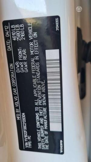 Balts Volvo S60 2012 Šauļi, ar dzinēja tilpumu 2.52 L un nobraukumu 194 tūkst. km par 5700 €, foto 5 vietnē AUTOMOTO.COM.LV