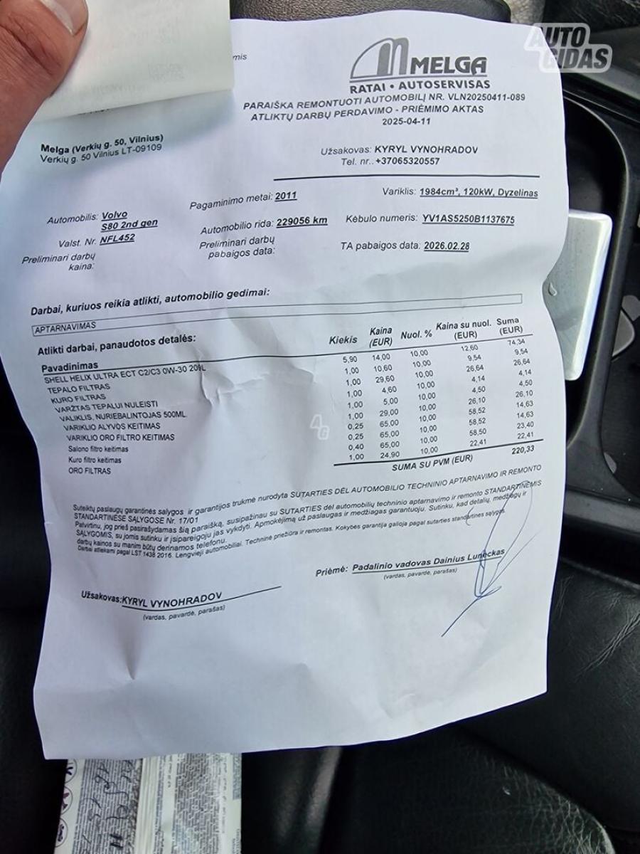 Melns Volvo S80 2011 Viļņa, ar dzinēja tilpumu 2.00 L un nobraukumu 240 tūkst. km par 6750 €, foto 18 vietnē AUTOMOTO.COM.LV