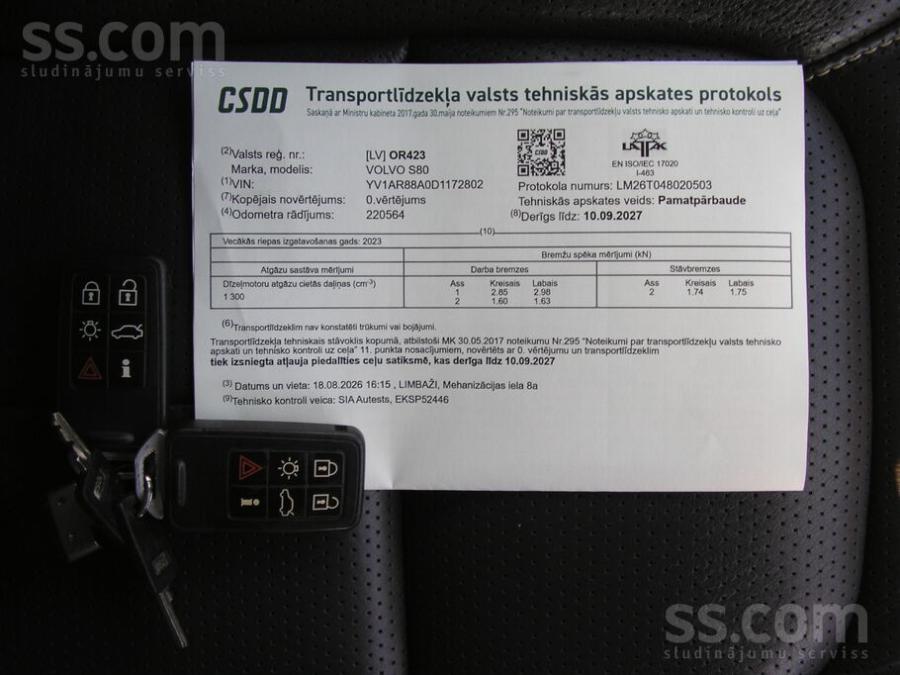 Blue Volvo S80 2013 in Riga, with an engine capacity of 2.00 L and mileage of 0 thousand km for 8950 €, photo 35 on AUTOMOTO.COM.LV