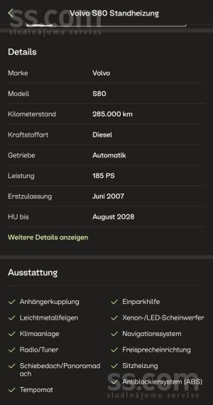 Pelēks Volvo S80 2007 Jēkabpils, ar dzinēja tilpumu 2.40 L un nobraukumu 288 tūkst. km par 6250 €, foto 35 vietnē AUTOMOTO.COM.LV