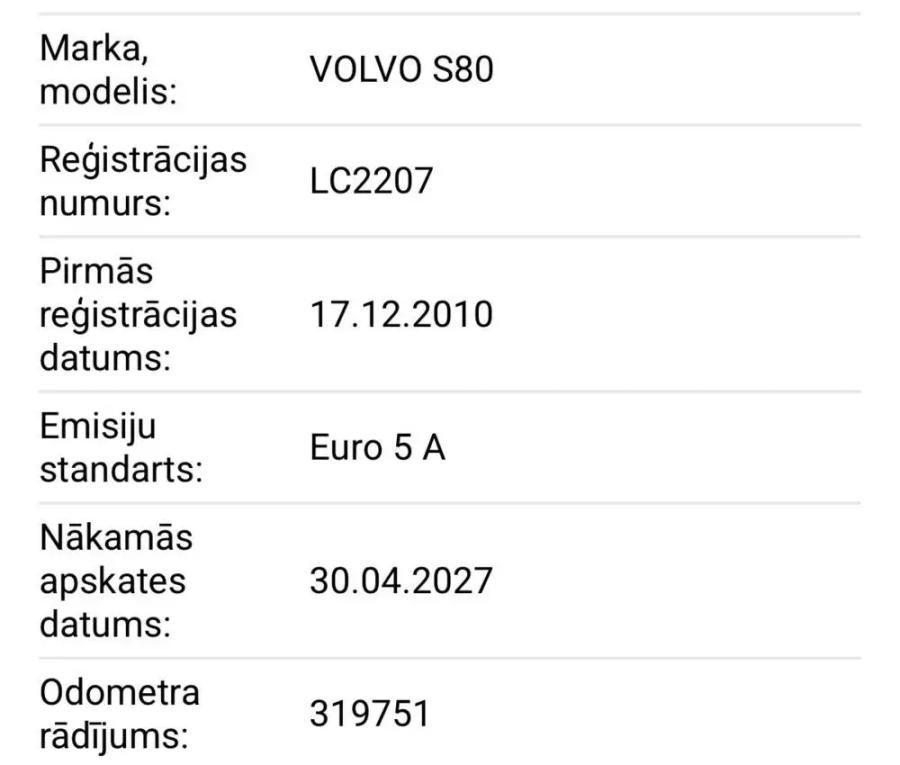Серый Вольво С80 2010 в Рига, объемом двигателя 2.00 л и пробегом 320 тыс. км за 3990 €, фото 30 на AUTOMOTO.COM.LV