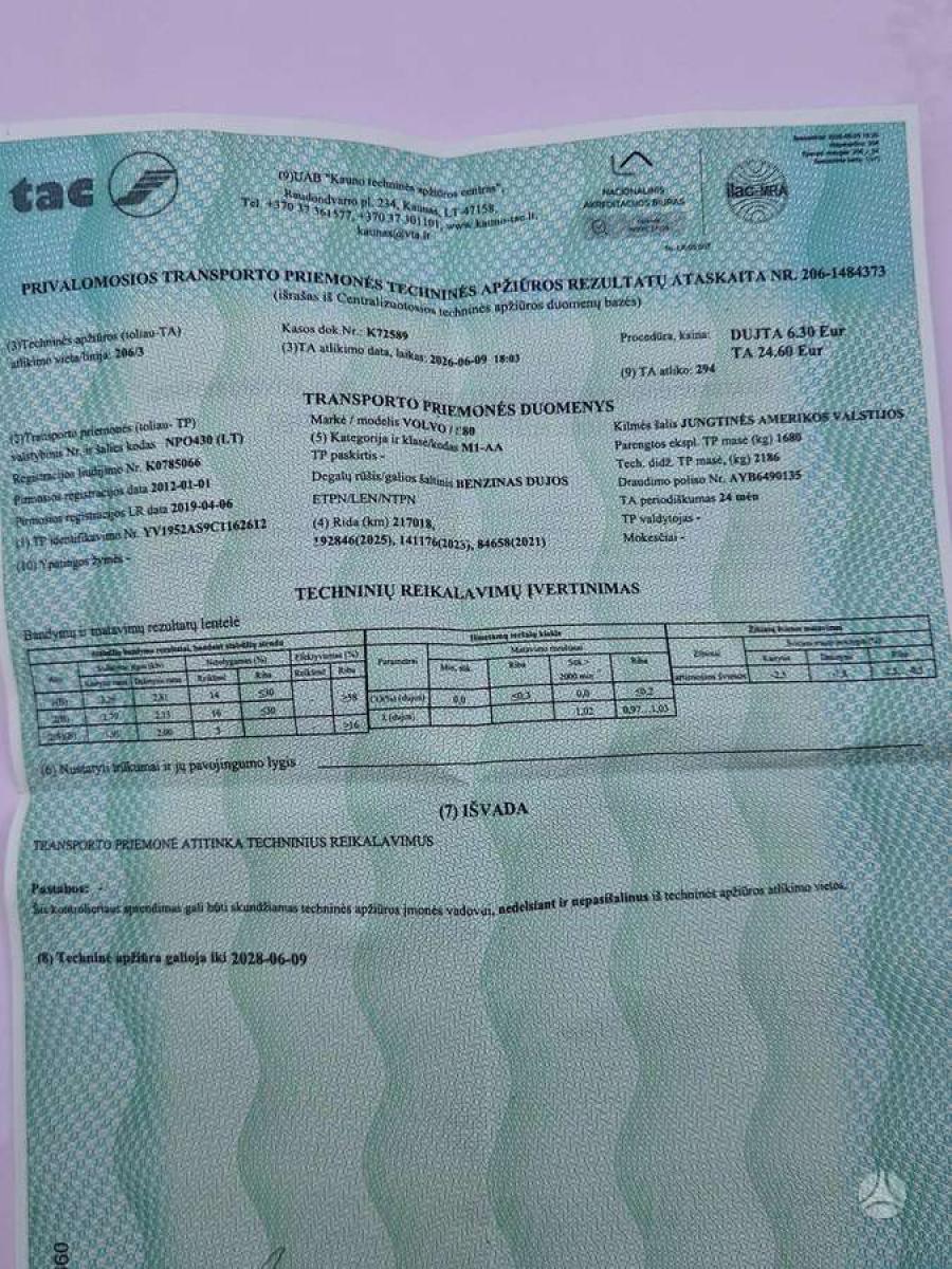 Белый Вольво С80 2012 в Каунас, объемом двигателя 3.19 л и пробегом 217 тыс. км за 5800 €, фото 16 на AUTOMOTO.COM.LV