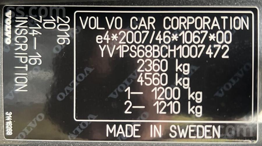 Grey Volvo S90 2016 in Riga, with an engine capacity of 2.00 L and mileage of 229 thousand km for 16680 €, photo 32 on AUTOMOTO.COM.LV