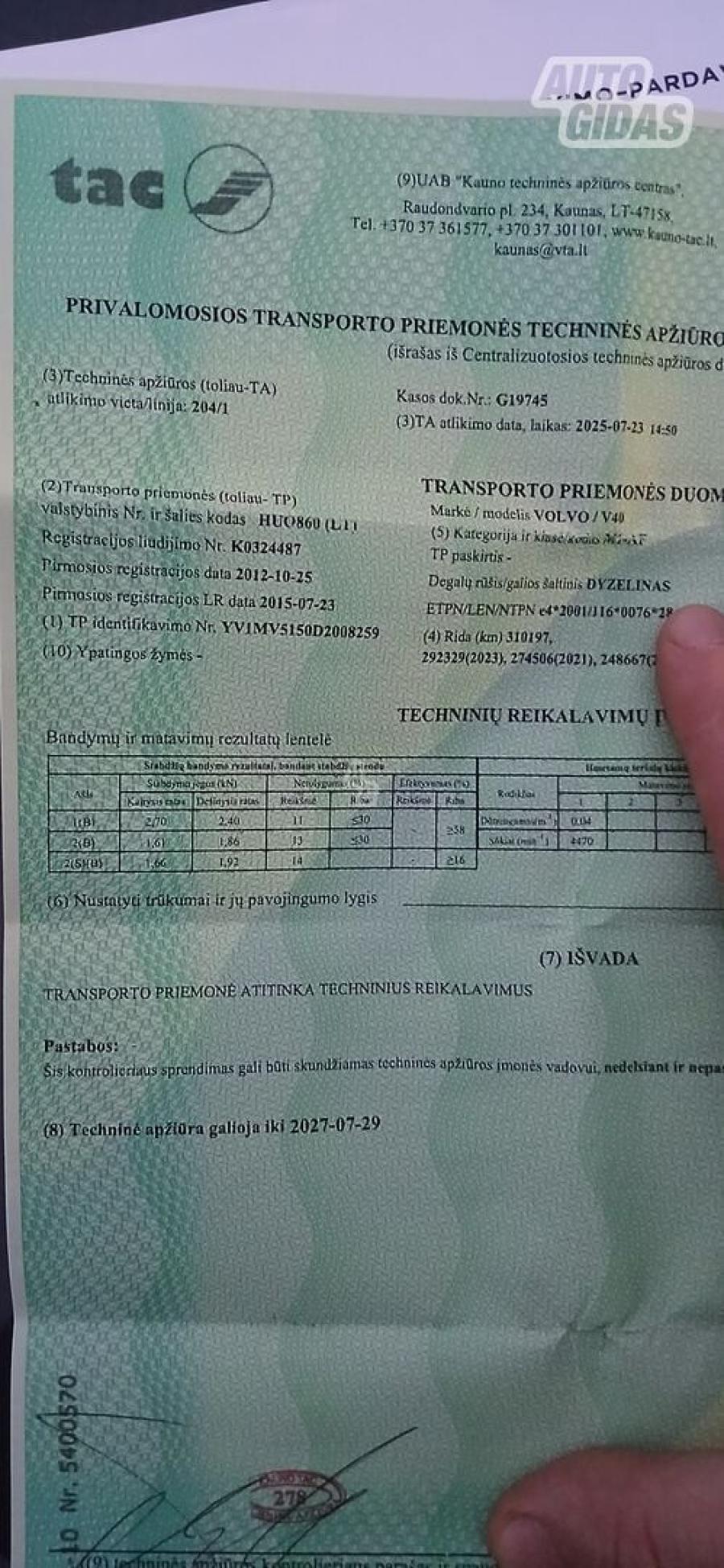 Black Volvo V40 2012 in Alytus, with an engine capacity of 2.00 L and mileage of 312 thousand km for 5950 €, photo 15 on AUTOMOTO.COM.LV