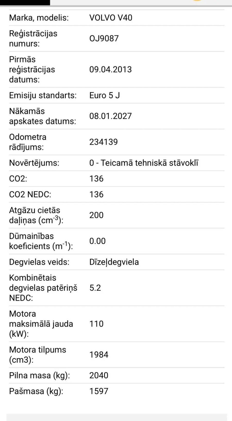 Melns Volvo V40 2013 Rīga, ar dzinēja tilpumu 2.00 L un nobraukumu 234 tūkst. km par 8995 €, foto 24 vietnē AUTOMOTO.COM.LV