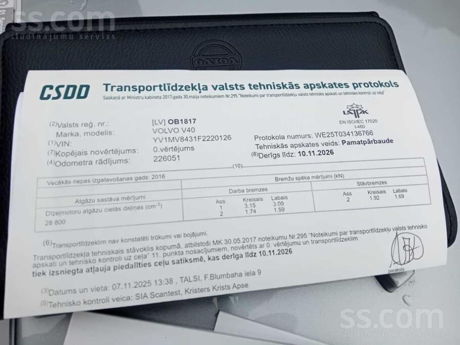 Grey Volvo V40 2014 in Tukums, with an engine capacity of 1.60 L and mileage of 226 thousand km for 5950 €, photo 15 on AUTOMOTO.COM.LV