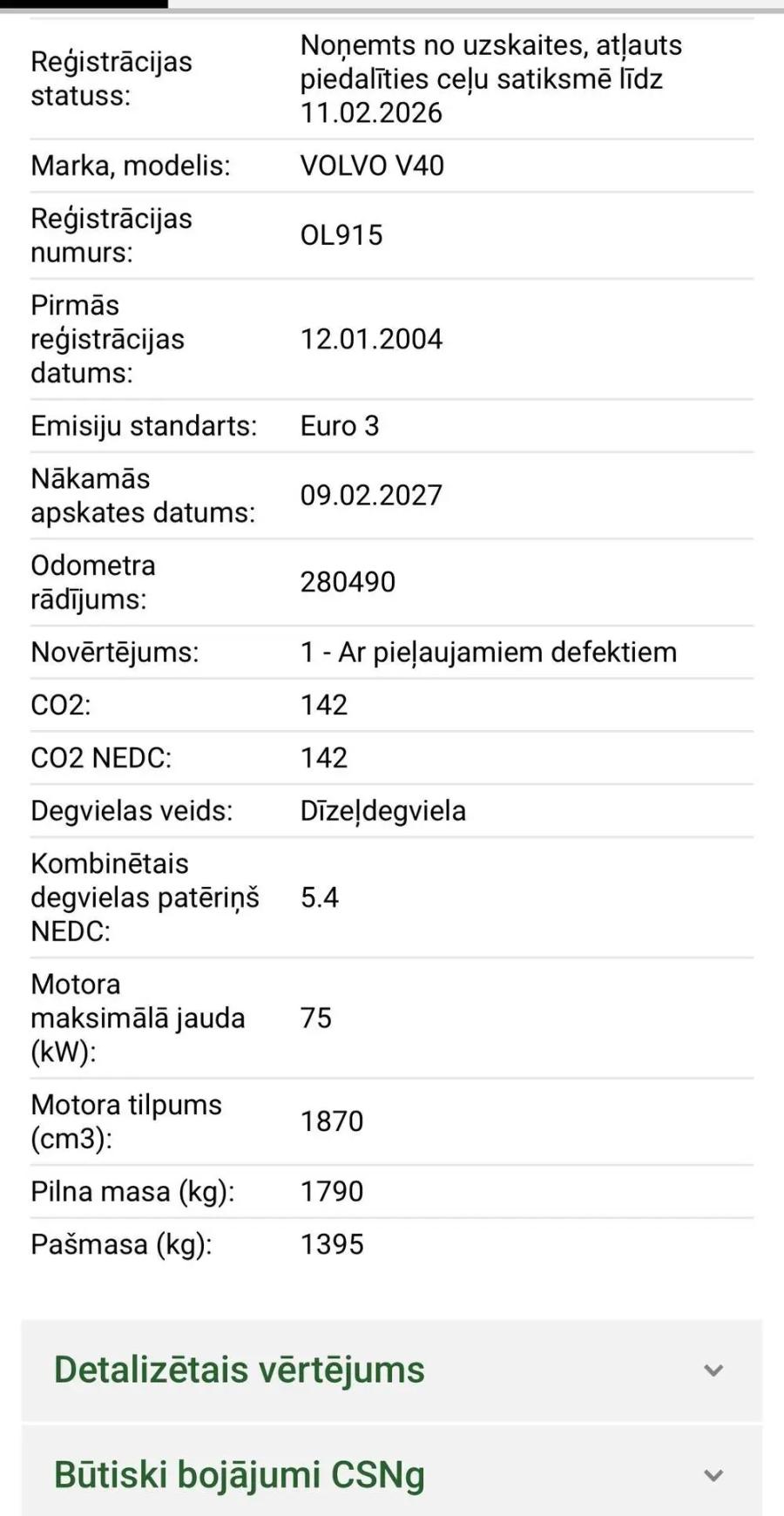 Pelēks Volvo V40 2004 Rīga, ar dzinēja tilpumu 1.90 L un nobraukumu 280 tūkst. km par 2400 €, foto 20 vietnē AUTOMOTO.COM.LV