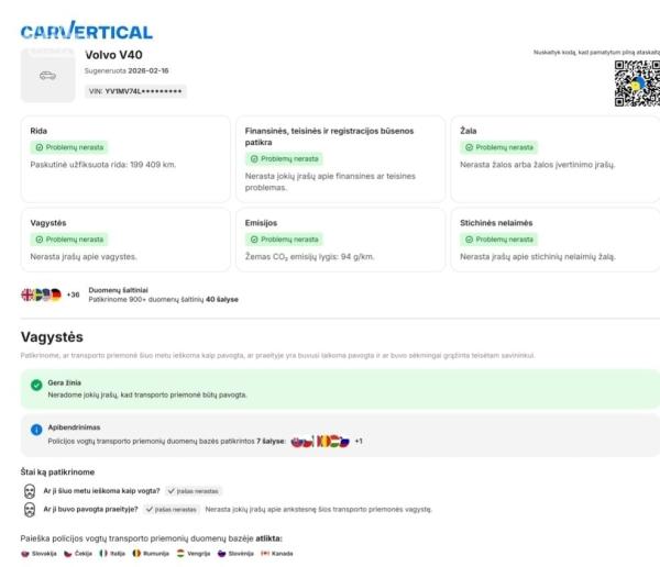 White Volvo V40 2016 in Mazeikiai, with an engine capacity of 2.00 L and mileage of 276 thousand km for 7600 €, photo 9 on AUTOMOTO.COM.LV