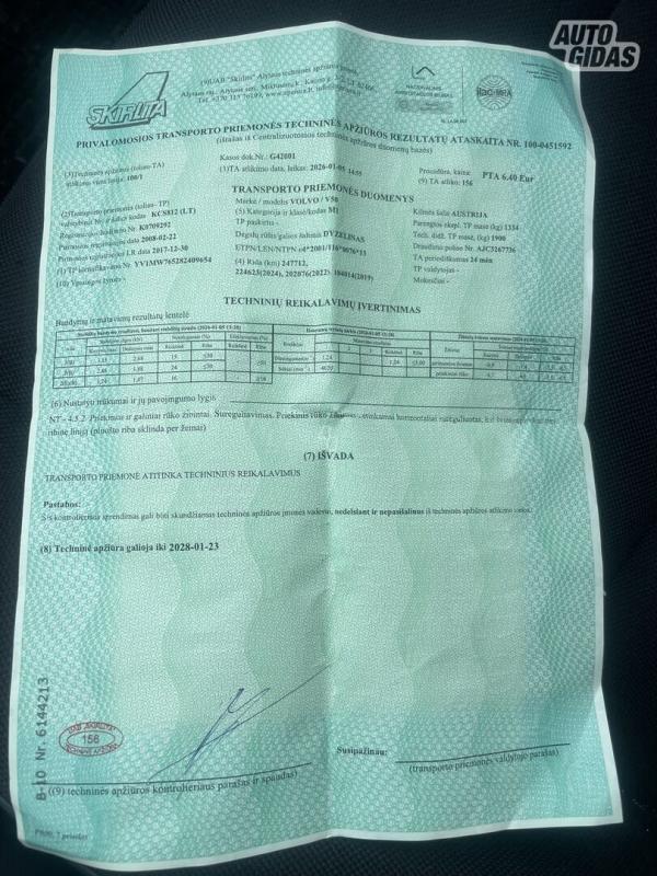 Черный Вольво В50 2008 в Клайпеда, объемом двигателя 1.60 л и пробегом 228 тыс. км за 1300 €, фото 10 на AUTOMOTO.COM.LV