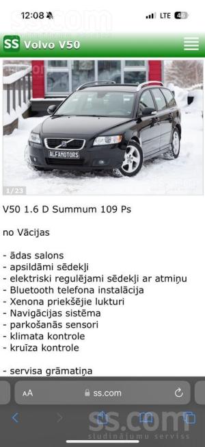 Melns Volvo V50 2010 Rīga, ar dzinēja tilpumu 1.60 L un nobraukumu 237 tūkst. km par 4590 €, foto 13 vietnē AUTOMOTO.COM.LV