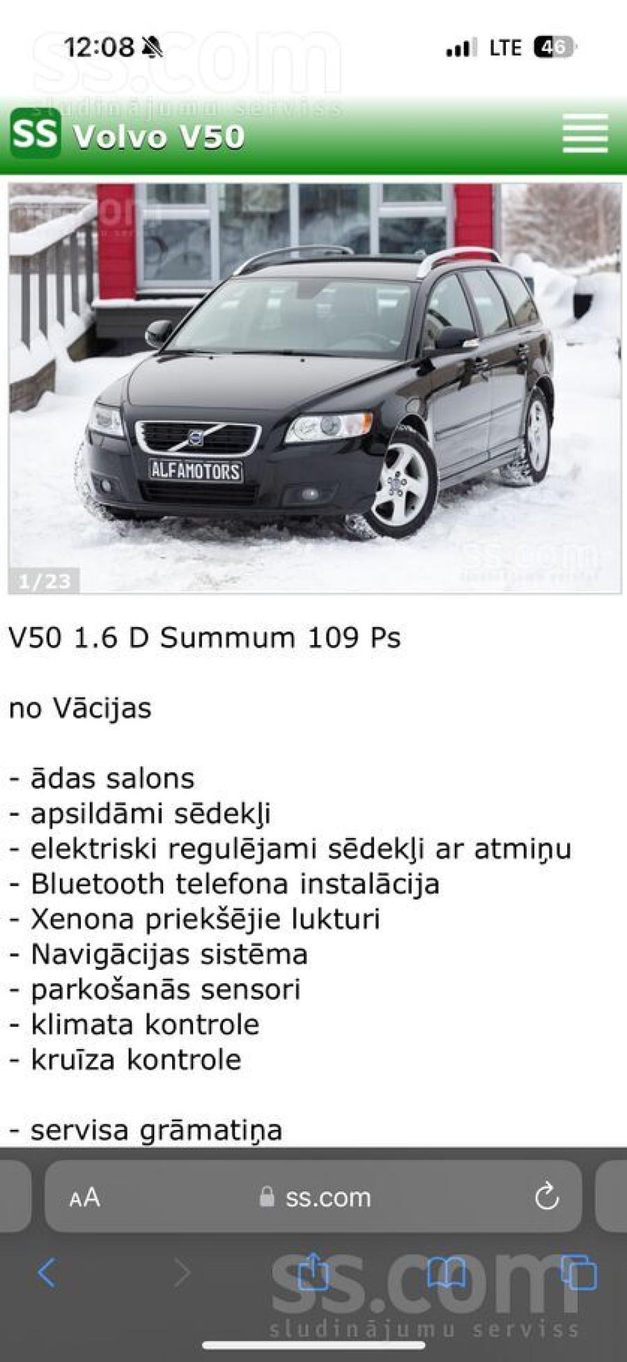 Melns Volvo V50 2010 Rīga, ar dzinēja tilpumu 1.60 L un nobraukumu 237 tūkst. km par 4590 €, foto 13 vietnē AUTOMOTO.COM.LV