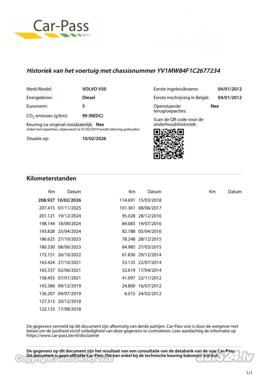 Черный Вольво В50 2012 в Таллин, объемом двигателя 1.60 л и пробегом 208 тыс. км за 4990 €, фото 16 на AUTOMOTO.COM.LV