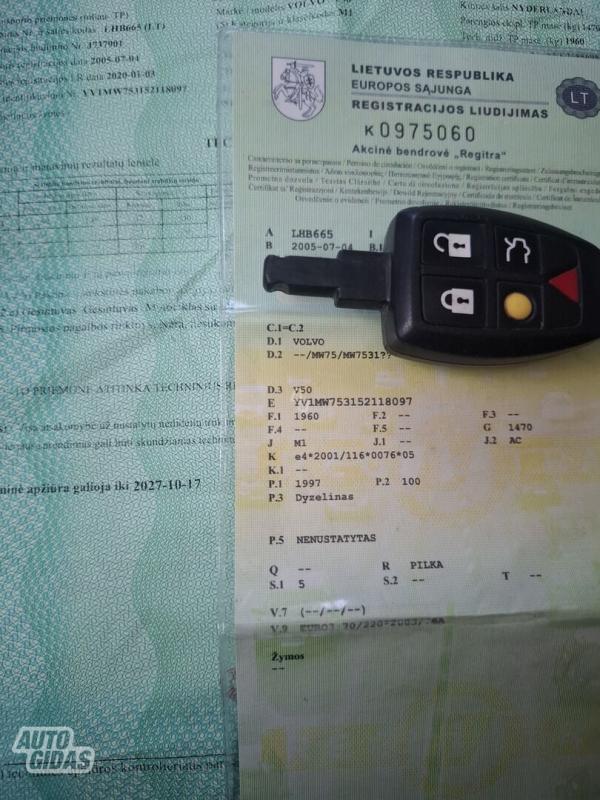 Серый Вольво В50 2005 в Электренай, объемом двигателя 2.00 л и пробегом 490 тыс. км за 999 €, фото 3 на AUTOMOTO.COM.LV