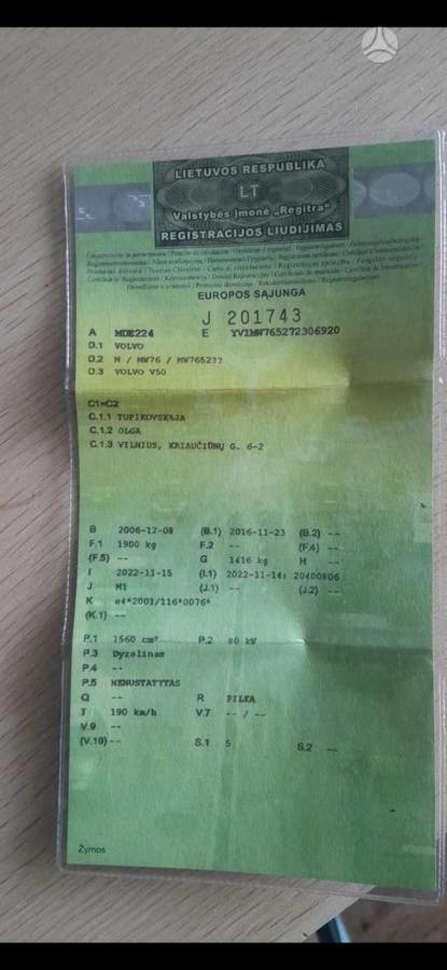 Pelēks Volvo V50 2006 Viļņa, ar dzinēja tilpumu 1.56 L un nobraukumu 0 tūkst. km par 1200 €, foto 6 vietnē AUTOMOTO.COM.LV