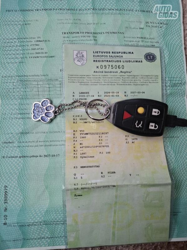 Volvo V50 2005 in Elektrenai, with an engine capacity of 2.00 L and mileage of 491 thousand km for 1000 €, photo 3 on AUTOMOTO.COM.LV