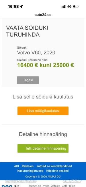 Melns Volvo V60 2020 Tallina, ar dzinēja tilpumu 2.00 L un nobraukumu 270 tūkst. km par 14900 €, foto 16 vietnē AUTOMOTO.COM.LV