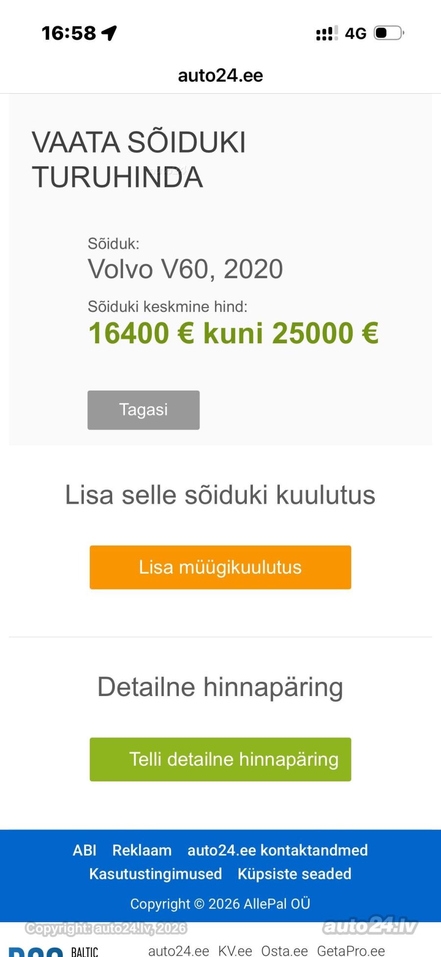 Melns Volvo V60 2020 Tallina, ar dzinēja tilpumu 2.00 L un nobraukumu 270 tūkst. km par 14900 €, foto 16 vietnē AUTOMOTO.COM.LV