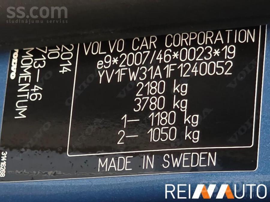 Zils Volvo V60 2014 Rīga, ar dzinēja tilpumu 2.00 L un nobraukumu 339 tūkst. km par 6850 €, foto 31 vietnē AUTOMOTO.COM.LV