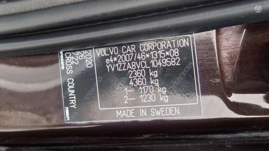 Brūns Volvo V60 Cross Country 2020 Šauļi, ar dzinēja tilpumu 1.97 L un nobraukumu 263 tūkst. km par 16900 €, foto 22 vietnē AUTOMOTO.COM.LV