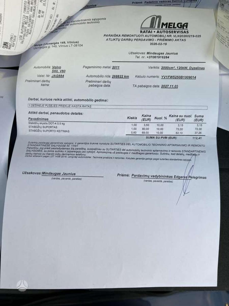 Volvo V60 2011 Viļņa, ar dzinēja tilpumu 1.98 L un nobraukumu 274 tūkst. km par 4350 €, foto 60 vietnē AUTOMOTO.COM.LV