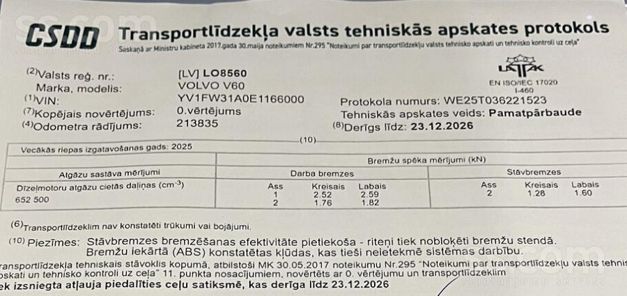 Вольво B60 2013 в Валмиера, объемом двигателя 2.00 л и пробегом 213 тыс. км за 8200 €, фото 10 на AUTOMOTO.COM.LV