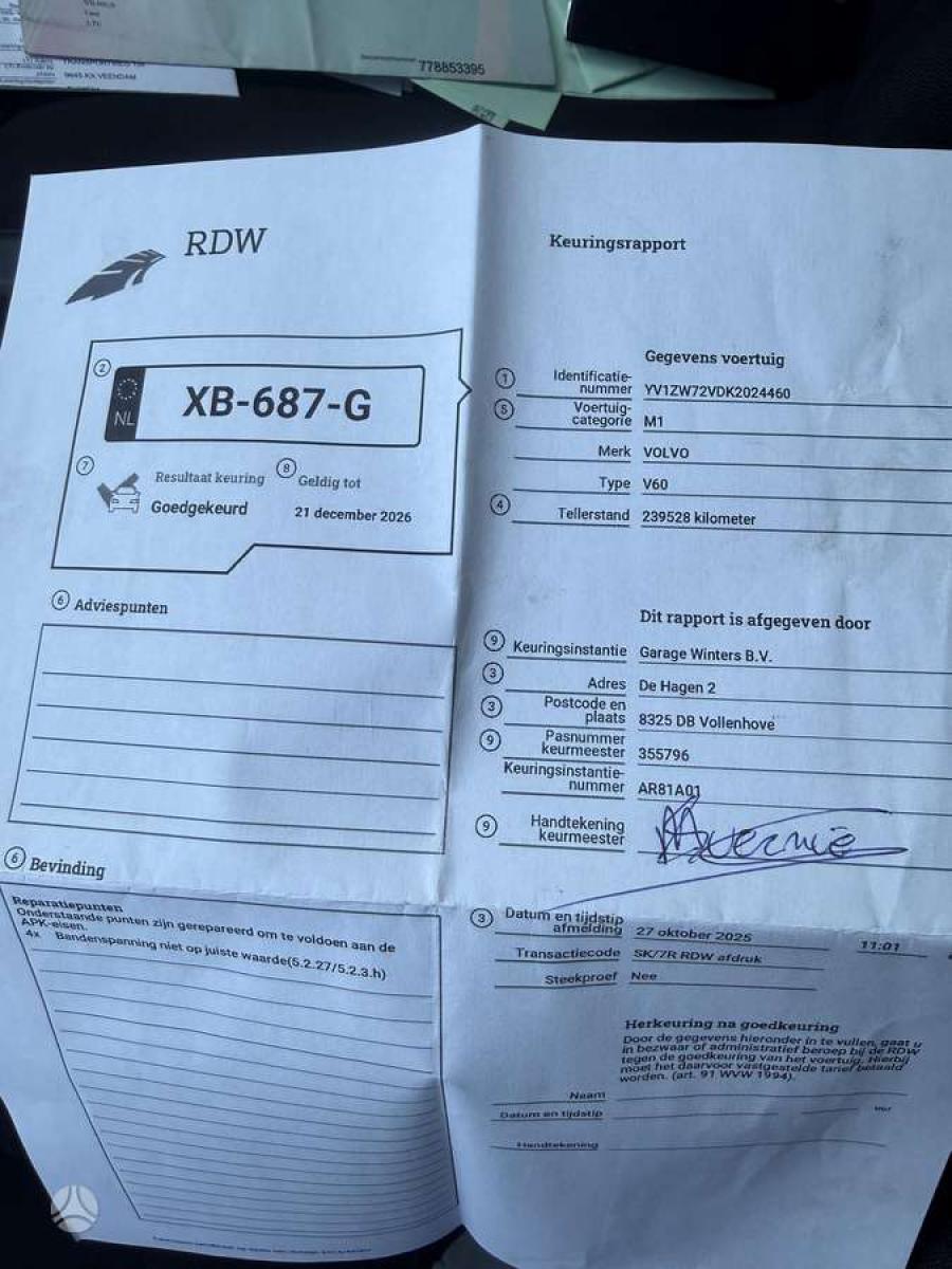 White Volvo V60 2018 in Vilnius, with an engine capacity of 1.97 L and mileage of 260 thousand km for 10950 €, photo 28 on AUTOMOTO.COM.LV