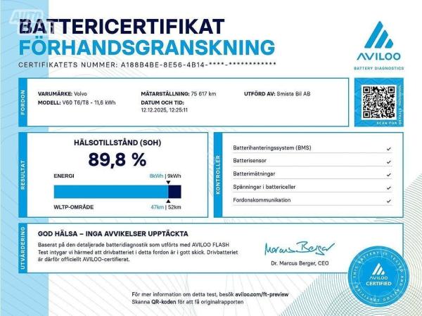 Белый Вольво B60 2022 в Каунас, объемом двигателя 0.00 л и пробегом 76 тыс. км за 33314 €, фото 2 на AUTOMOTO.COM.LV