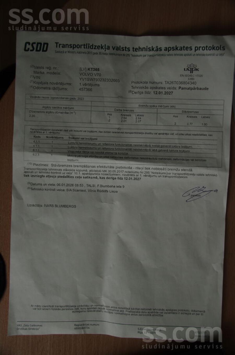 Черный Вольво В70 2003 в Талси, объемом двигателя 2.40 л и пробегом 458 тыс. км за 1100 €, фото 7 на AUTOMOTO.COM.LV