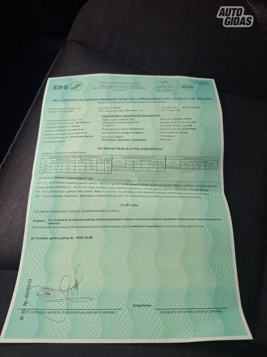 Черный Вольво В70 2005 в Электренай, объемом двигателя 2.40 л и пробегом 361 тыс. км за 1850 €, фото 32 на AUTOMOTO.COM.LV