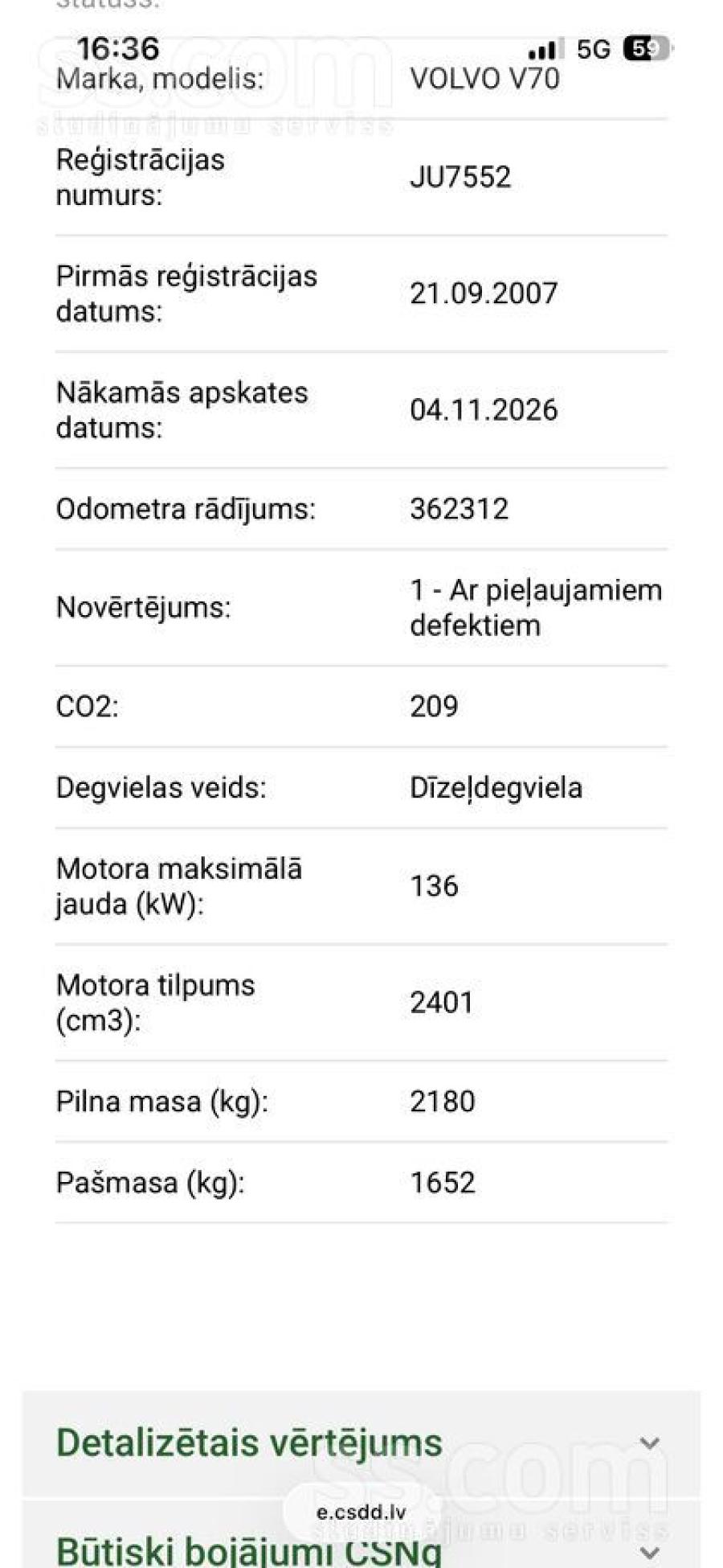 Melns Volvo V70 2007 Rīga, ar dzinēja tilpumu 2.40 L un nobraukumu 363 tūkst. km par 2750 €, foto 8 vietnē AUTOMOTO.COM.LV