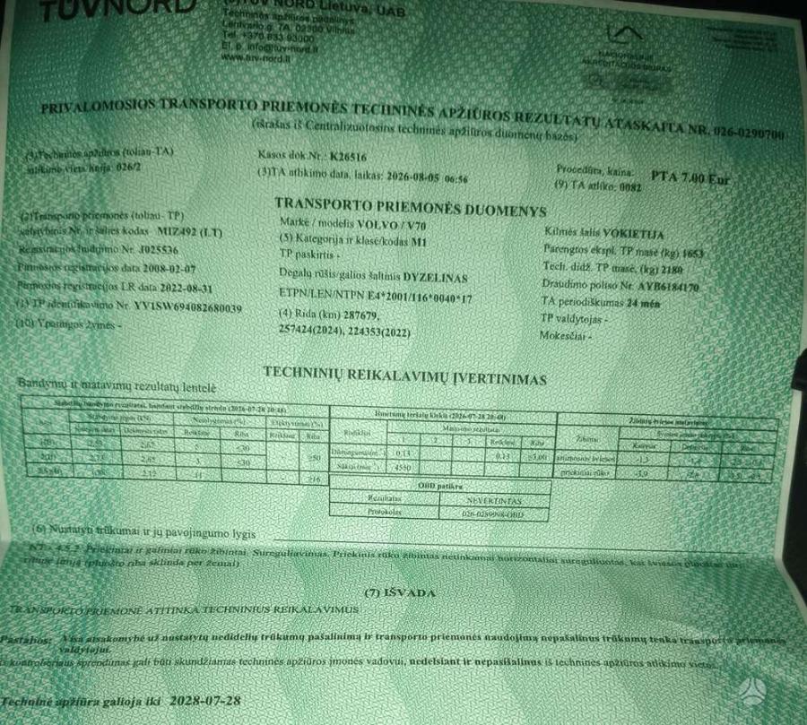 Черный Вольво В70 2008 в Вильнюс, объемом двигателя 2.40 л и пробегом 288 тыс. км за 2500 €, фото 14 на AUTOMOTO.COM.LV