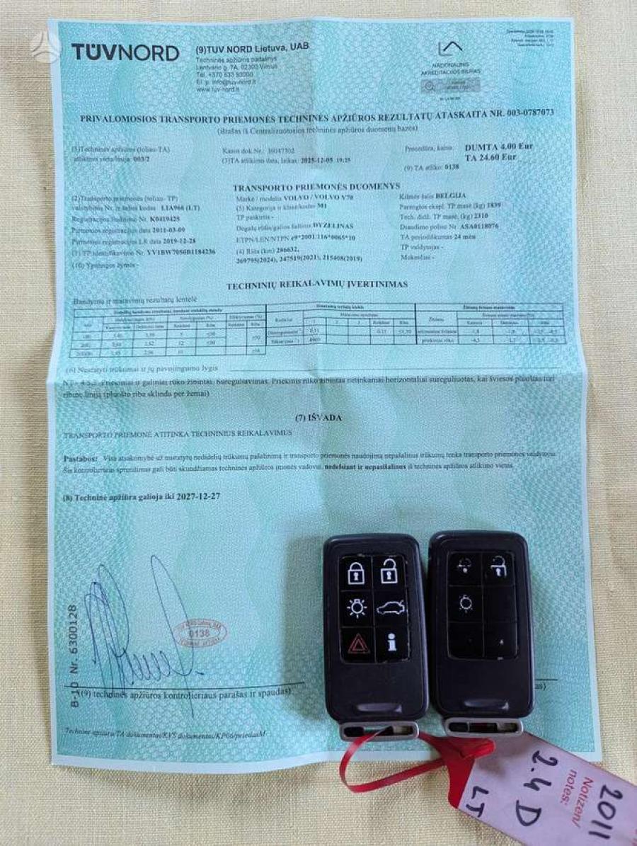 Melns Volvo V70 2011 Viļņa, ar dzinēja tilpumu 2.40 L un nobraukumu 291 tūkst. km par 5250 €, foto 14 vietnē AUTOMOTO.COM.LV