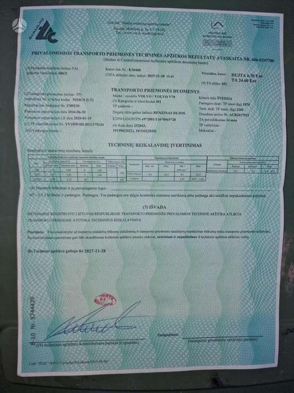 Black Volvo V70 2016 in Vilnius, with an engine capacity of 1.97 L and mileage of 0 thousand km for 5800 €, photo 2 on AUTOMOTO.COM.LV
