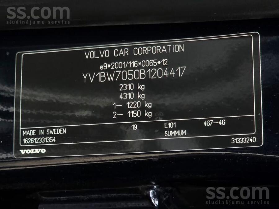 Blue Volvo V70 2011 in Riga, with an engine capacity of 2.40 L and mileage of 352 thousand km for 6350 €, photo 31 on AUTOMOTO.COM.LV