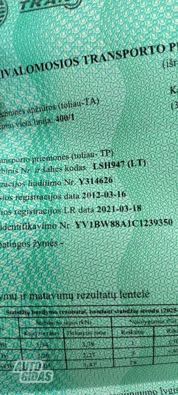 Синий Вольво В70 2012 в Каунас, объемом двигателя 2.00 л и пробегом 287 тыс. км за 4700 €, фото 8 на AUTOMOTO.COM.LV