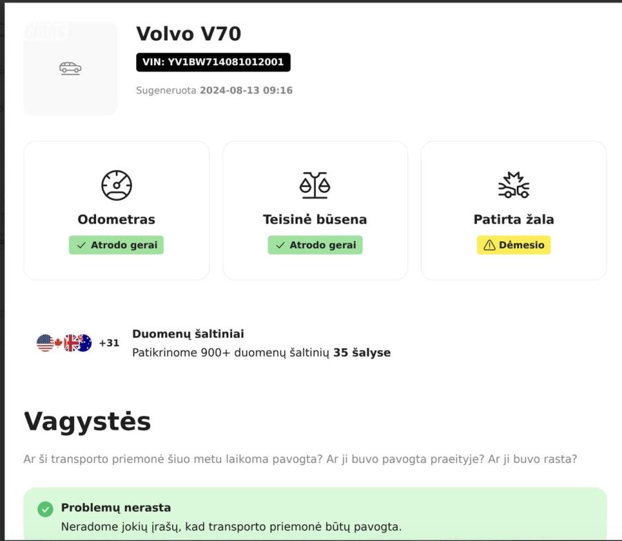 Brown Volvo V70 2007 in Vilnius, with an engine capacity of 2.40 L and mileage of 330 thousand km for 3750 €, photo 13 on AUTOMOTO.COM.LV