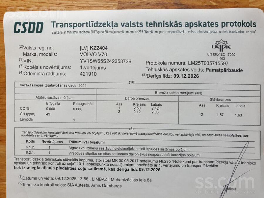 Zaļš Volvo V70 2003 Ogre, ar dzinēja tilpumu 2.40 L un nobraukumu 428 tūkst. km par 800 €, foto 9 vietnē AUTOMOTO.COM.LV