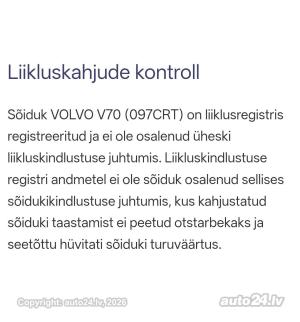 Grey Volvo V70 2003 in Tallinn, with an engine capacity of 2.40 L and mileage of 181 thousand km for 4300 €, photo 13 on AUTOMOTO.COM.LV