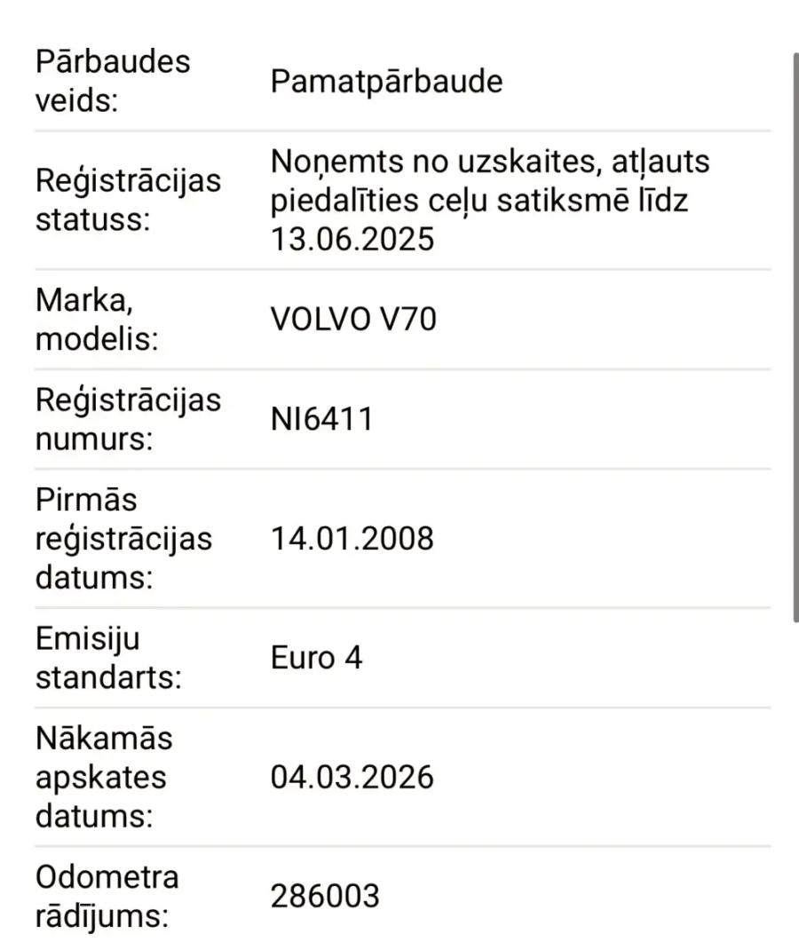 Серый Вольво В70 2008 в Рига, объемом двигателя 2.40 л и пробегом 291 тыс. км за 2990 €, фото 28 на AUTOMOTO.COM.LV
