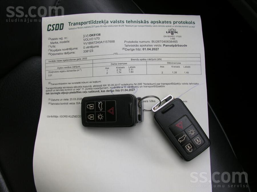 Grey Volvo V70 2010 in Riga, with an engine capacity of 2.40 L and mileage of 0 thousand km for 4750 €, photo 18 on AUTOMOTO.COM.LV