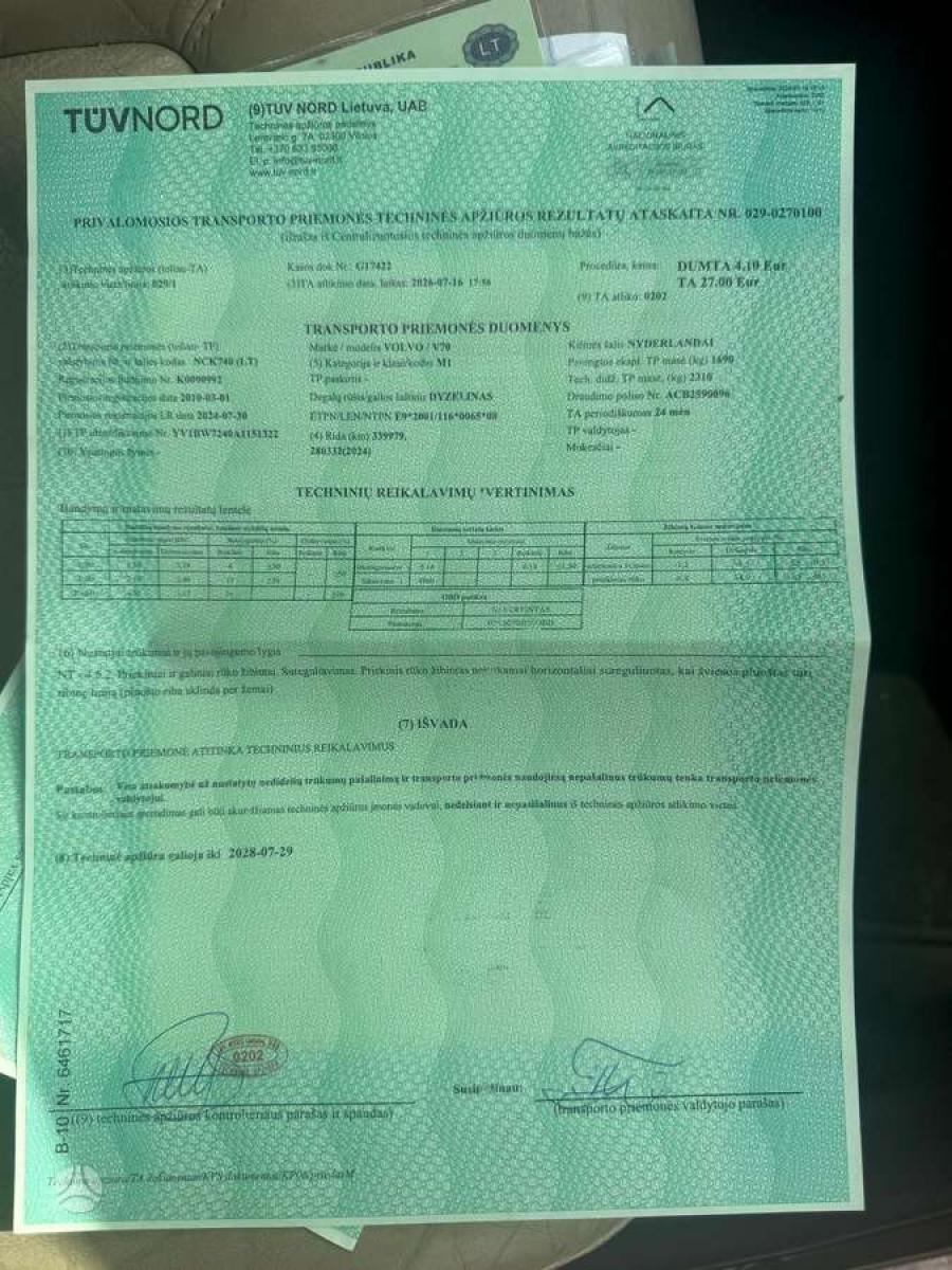 Серый Вольво В70 2010 в Вильнюс, объемом двигателя 2.40 л и пробегом 341 тыс. км за 2800 €, фото 3 на AUTOMOTO.COM.LV