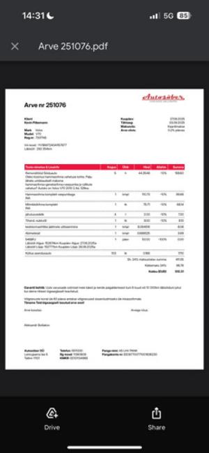 Серый Вольво В70 2010 в Раквере, объемом двигателя 2.40 л и пробегом 327 тыс. км за 5600 €, фото 15 на AUTOMOTO.COM.LV