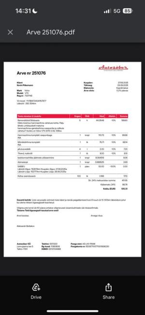 Серый Вольво В70 2010 в Раквере, объемом двигателя 2.40 л и пробегом 327 тыс. км за 5600 €, фото 30 на AUTOMOTO.COM.LV